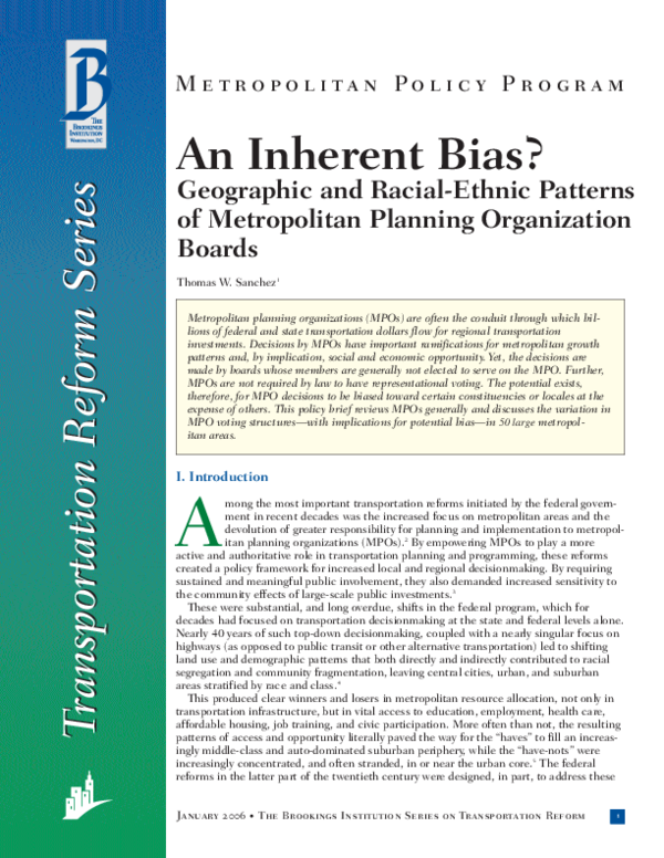 (PDF) An Inherent Bias? | Thomas W Sanchez - Academia.edu