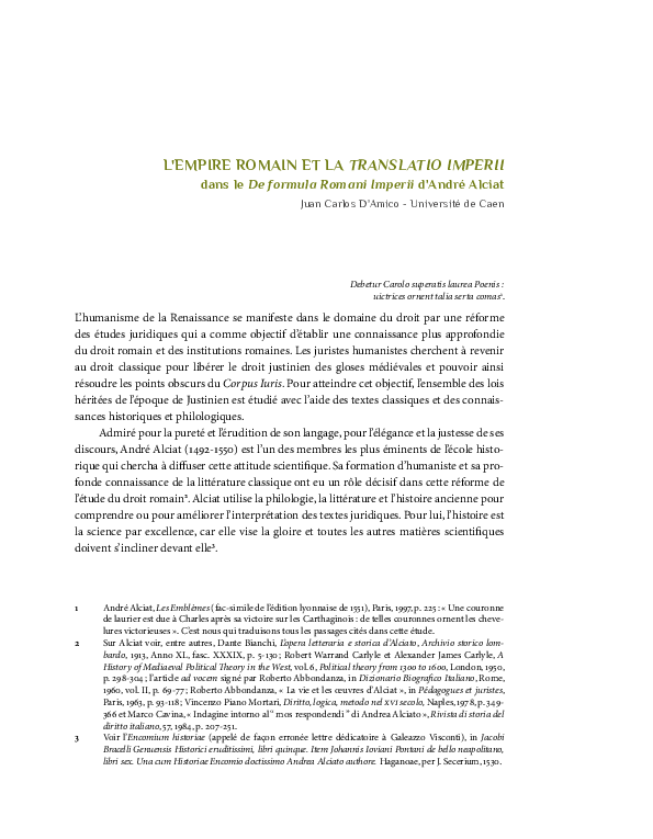 (PDF) « L’Empire Romain et la translatio imperii dans le De formula ...