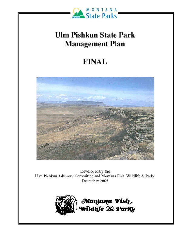 (PDF) Ulm Pishkun State Park Management Plan