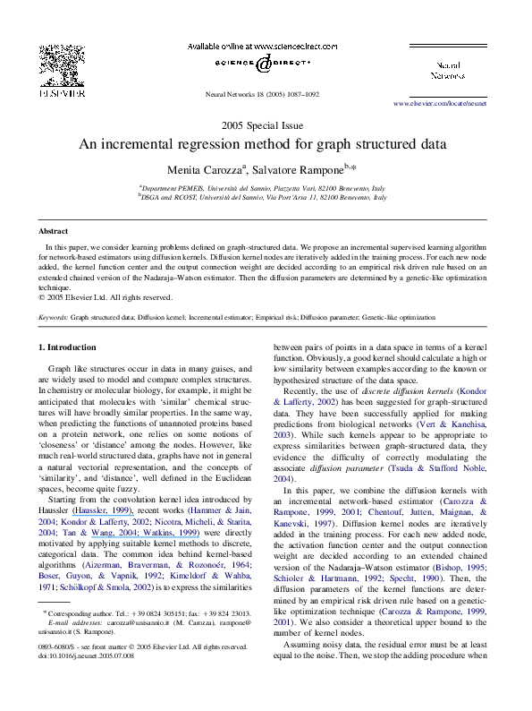 (PDF) An incremental regression method for graph structured data