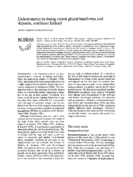 (PDF) Lichenometry in dating recent glacial landforms and deposits ...