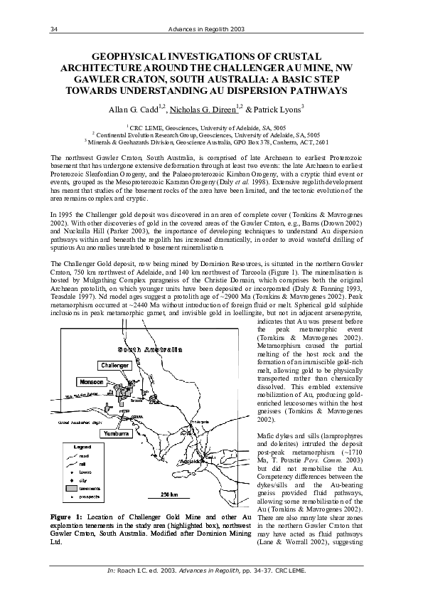 (PDF) Architecture Around the Challenger Au Mine, NW Gawler Craton ...