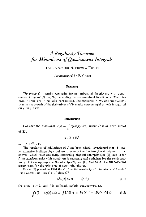 (PDF) A regularity theorem for minimizers of quasiconvex integrals