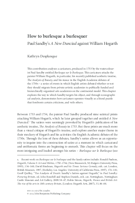 (PDF) How to Burlesque a Burlesquer: Paul Sandby's A New Dunciad ...