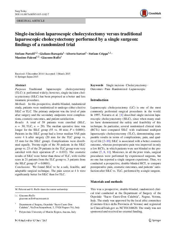 (PDF) Single Incision Laparoscopic Cholecystectomy vs Conventional Cholecystectomy in Developing ...