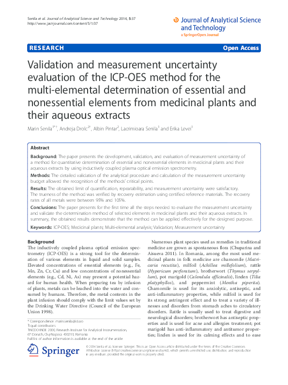 (PDF) Validation and measurement uncertainty evaluation of the ICP-OES method for the multi ...