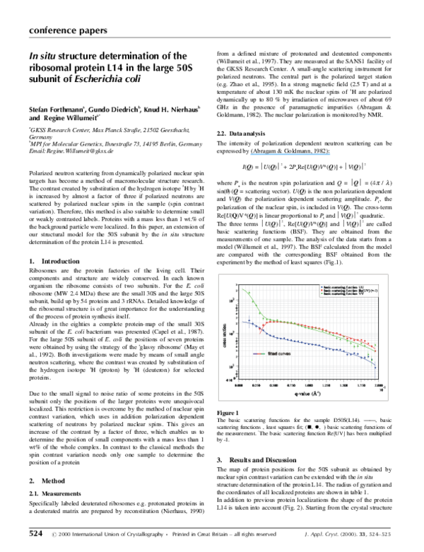 (PDF) In situ structure determination of the ribosomal protein L14 in ...