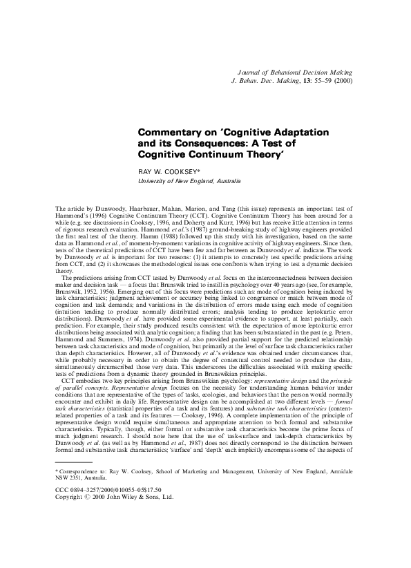 (PDF) Commentary on ?cognitive adaptation and its consequences: a test ...