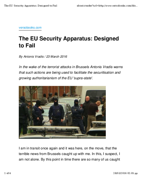(PDF) The EU Security Apparatus: Designed to Fail