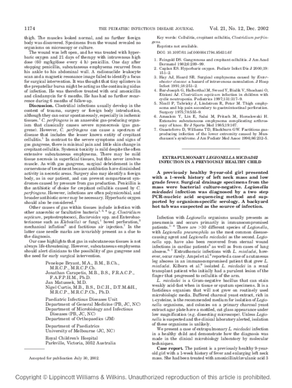 (PDF) Extrapulmonary Legionella micdadei infection in a previously ...