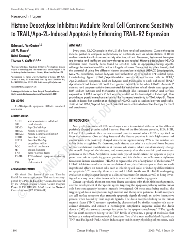 (PDF) Histone deacetylase inhibitors modulate renal cell carcinoma ...