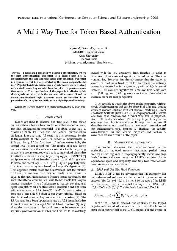 (PDF) A Multi Way Tree for Token Based Authentication