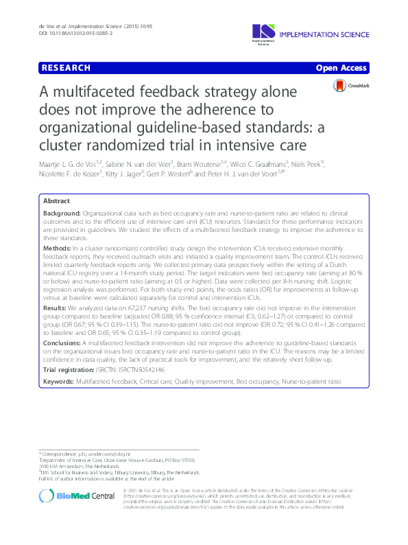 (PDF) A multifaceted feedback strategy alone does not improve the adherence to organizational ...