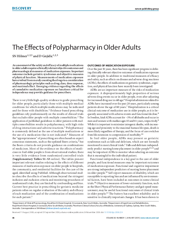 (PDF) The Effects of Polypharmacy in Older Adults
