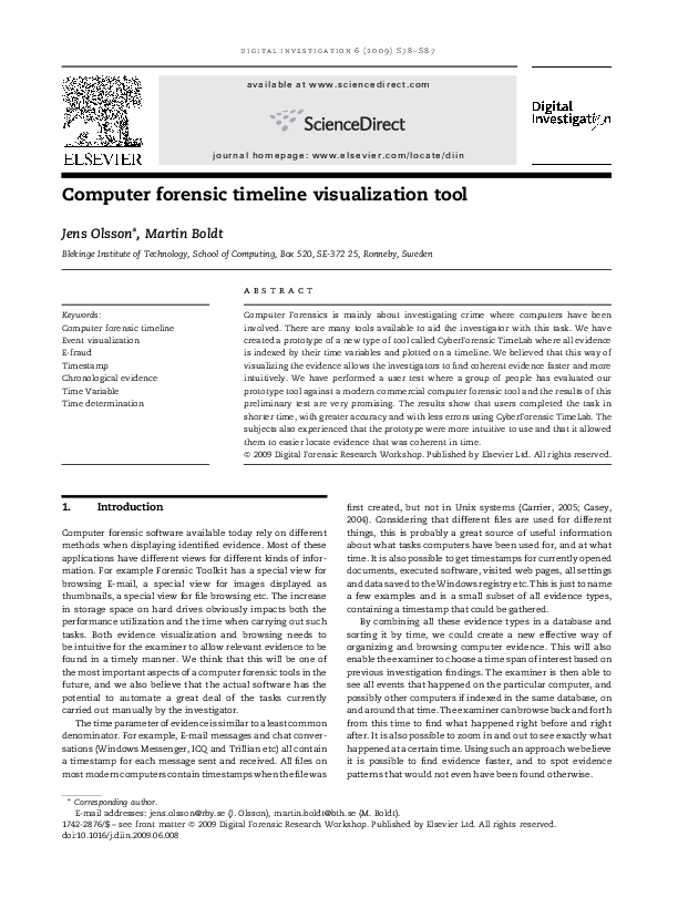 (PDF) Computer forensic timeline visualization tool