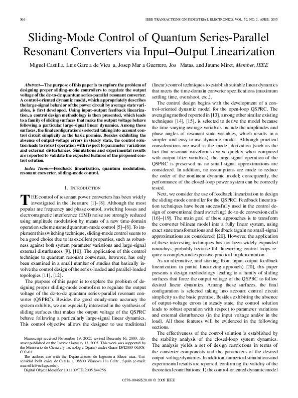 Pdf Sliding Mode Control Of Quantum Series Parallel Resonant