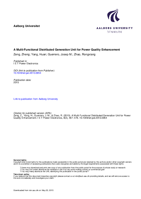 (PDF) Multi-functional Distributed Generation for Power Quality