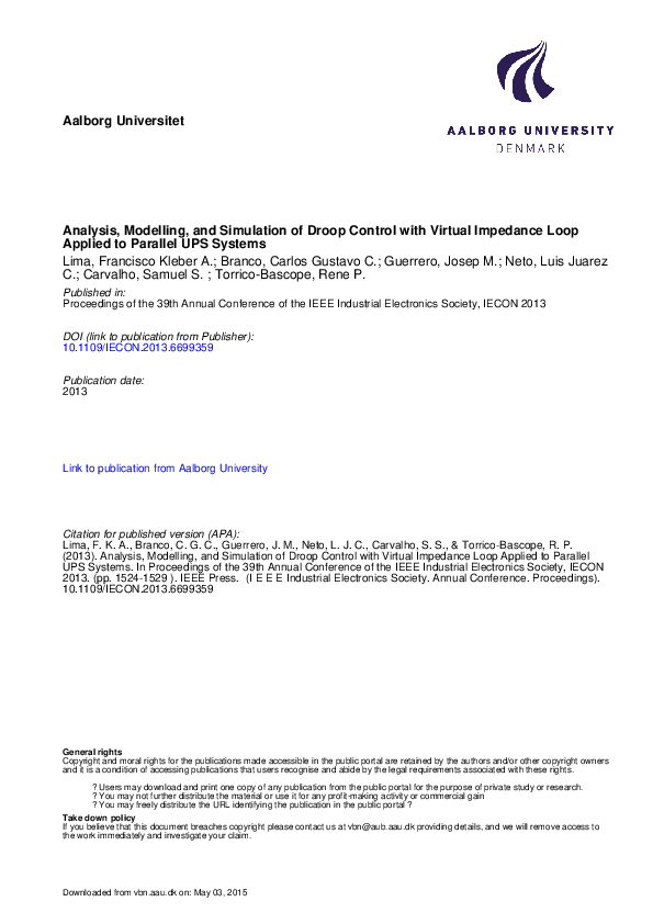 Pdf Analysis Modelling And Simulation Of Droop Control With Virtual Impedance Loop Applied