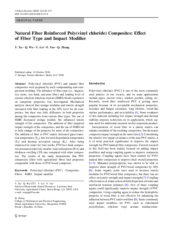 (PDF) Natural Fiber Reinforced Poly(vinyl chloride) Composites: Effect ...
