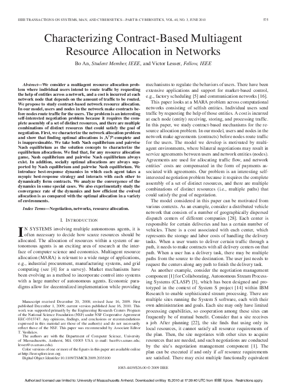 (PDF) Characterizing Contract-Based Multiagent Resource Allocation in Networks