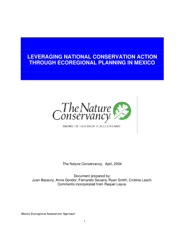 (PDF) Leveraging National Conservation Action Through Ecoregional ...
