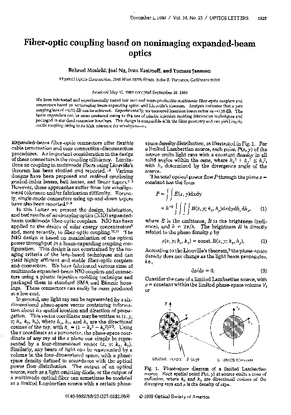 (PDF) Fiber-optic coupling based on nonimaging expanded-beam optics