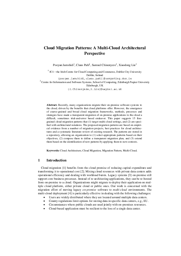(PDF) Cloud Migration Patterns: A Multi-Cloud Architectural Perspective