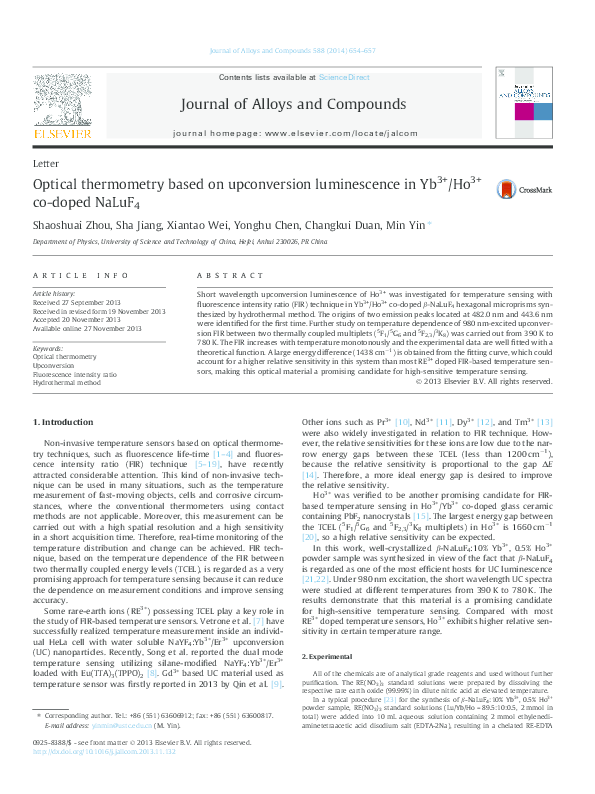(PDF) Optical thermometry based on upconversion luminescence in Yb 3 ...