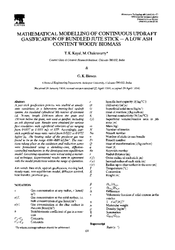 (PDF) Mathematical modelling of continuous updraft gasification of ...