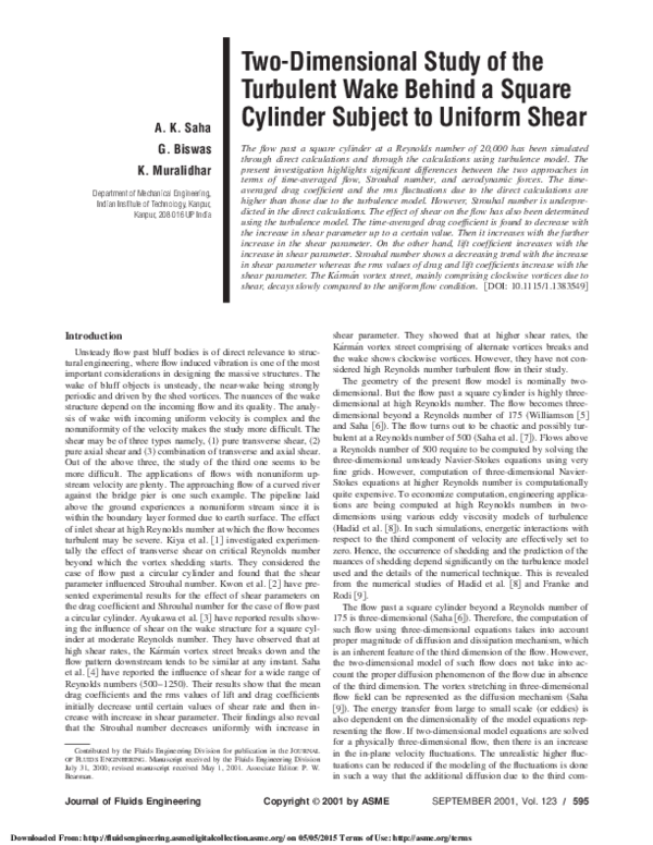 (PDF) Two-Dimensional Study of the Turbulent Wake Behind a Square ...