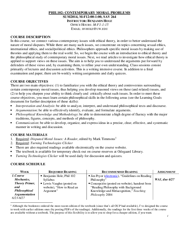 (PDF) Applied Ethics Syllabus