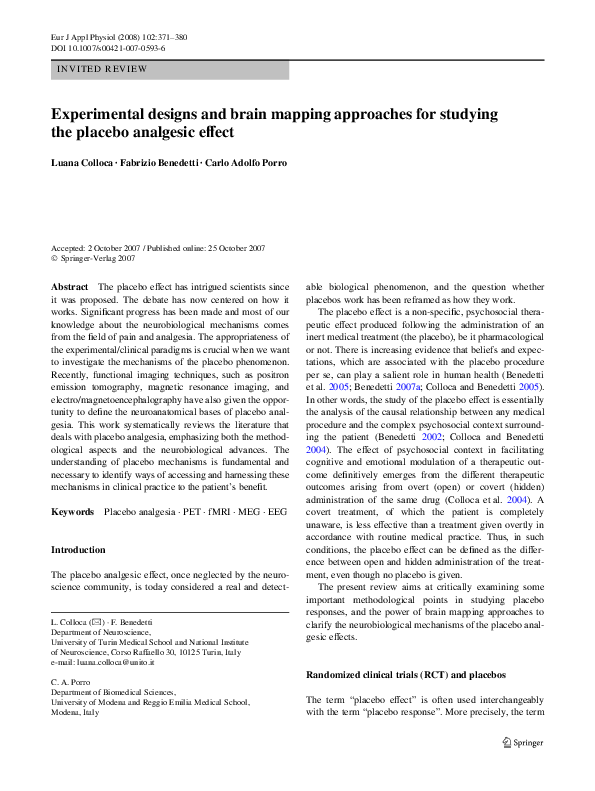 (PDF) Experimental designs and brain mapping approaches for studying ...