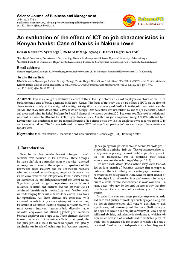 (PDF) An Evaluation of The Effect of ICT on Job Characteristics in ...