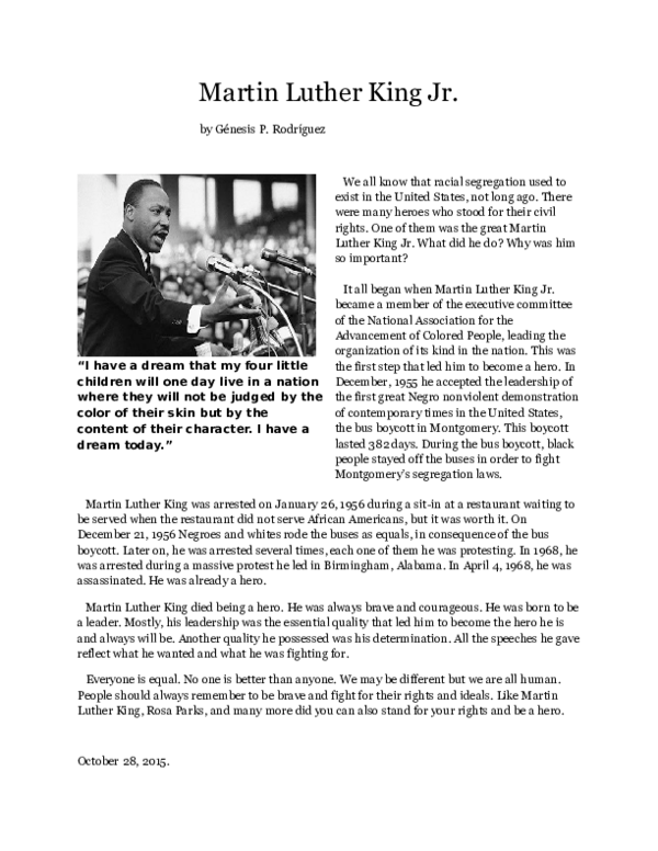 (DOC) Martin Luther King Jr Biography