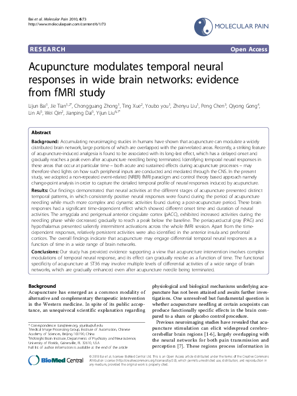 (PDF) Acupuncture modulates temporal neural responses in wide brain ...
