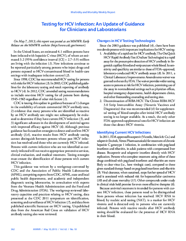 (PDF) Testing for HCV infection: an update of guidance for clinicians ...