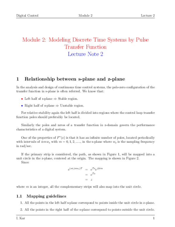 (PDF) Digital Control Module 2 Lecture 2