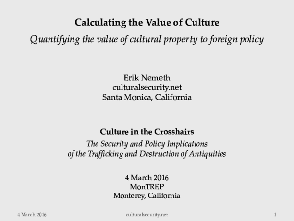 (PDF) Calculating the Value of Culture: Quantifying the value of ...