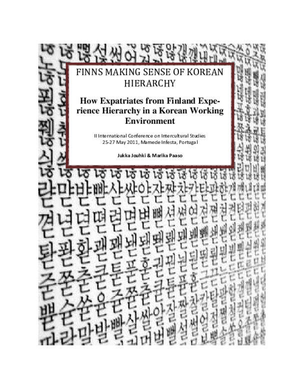 (PDF) FINNS MAKING SENSE OF KOREAN HIERARCHY How Expatriates from ...