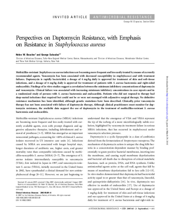 (PDF) Perspectives on Daptomycin Resistance, with Emphasis on ...