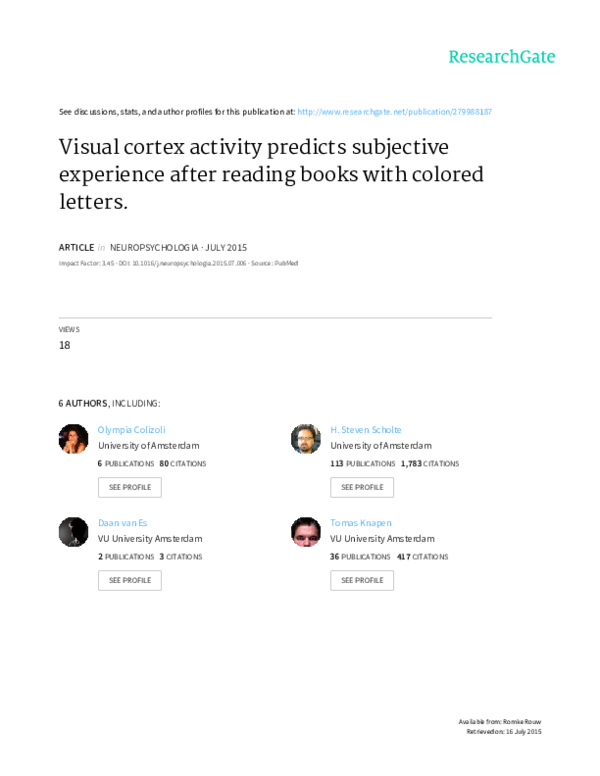 (PDF) Grapheme-color synesthesia subtypes: Stable individual ...
