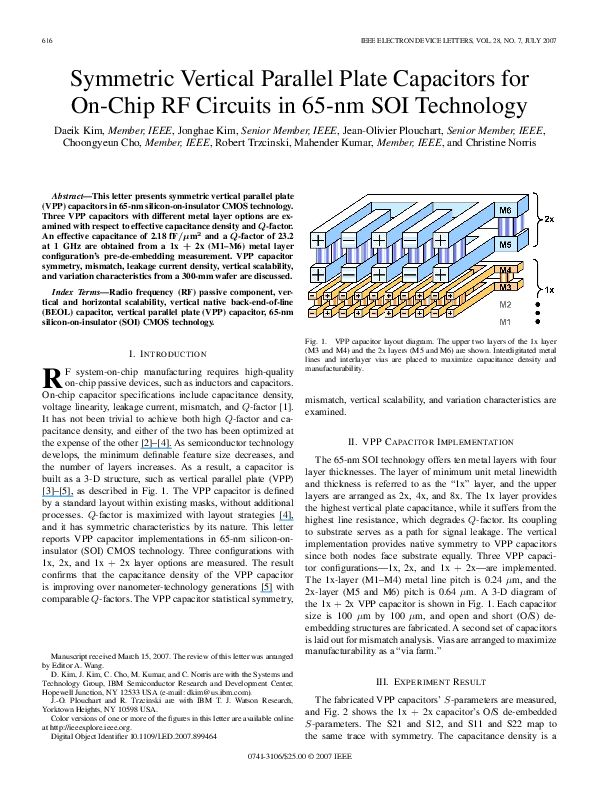 (PDF) Symmetric Vertical Parallel Plate Capacitors for On-Chip RF ...