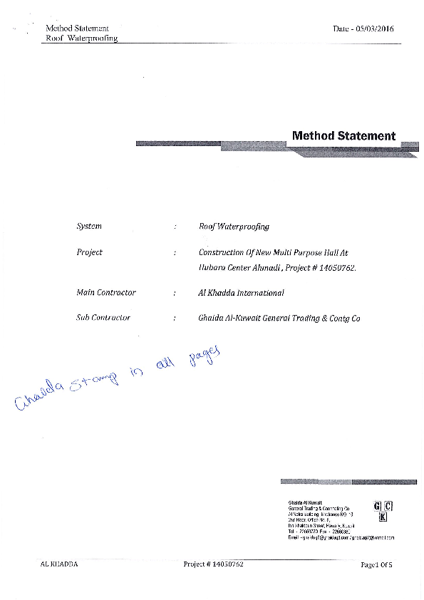 (PDF) Waterproofing method statement