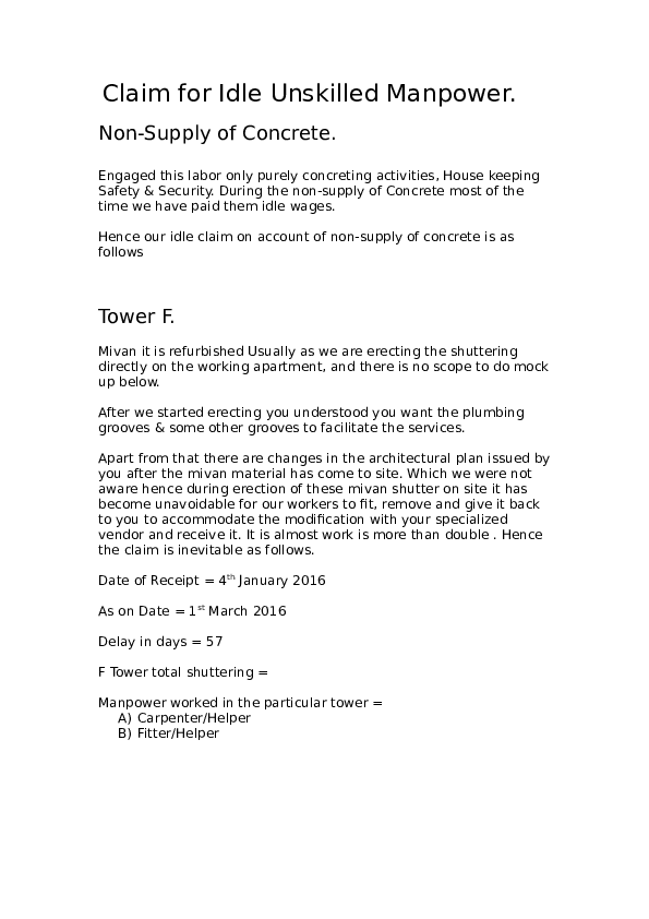 (DOC) Claim for Idle Unskilled Manpower