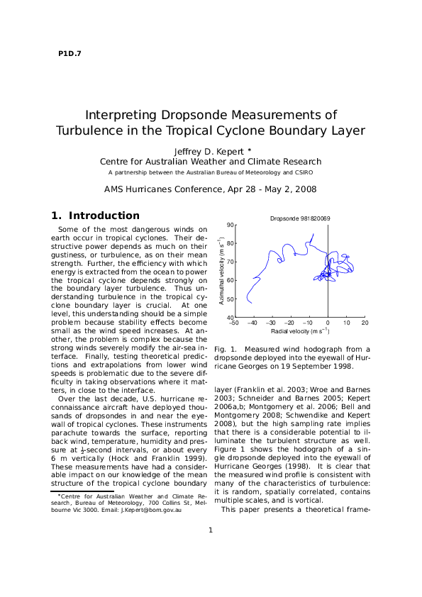 (PDF) Interpreting Dropsonde Measurements of Turbulence in the Tropical Cyclone Boundary Layer