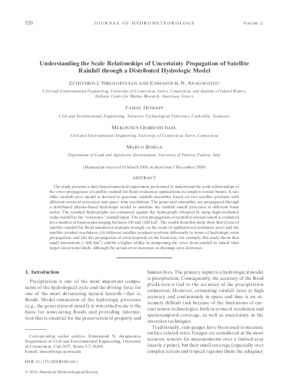 (PDF) Understanding the Scale Relationships of Uncertainty Propagation of Satellite Rainfall ...