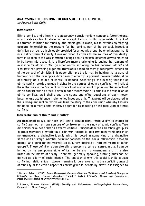 (PDF) ANALYSING THE EXISTING THEORIES OF ETHNIC CONFLICT