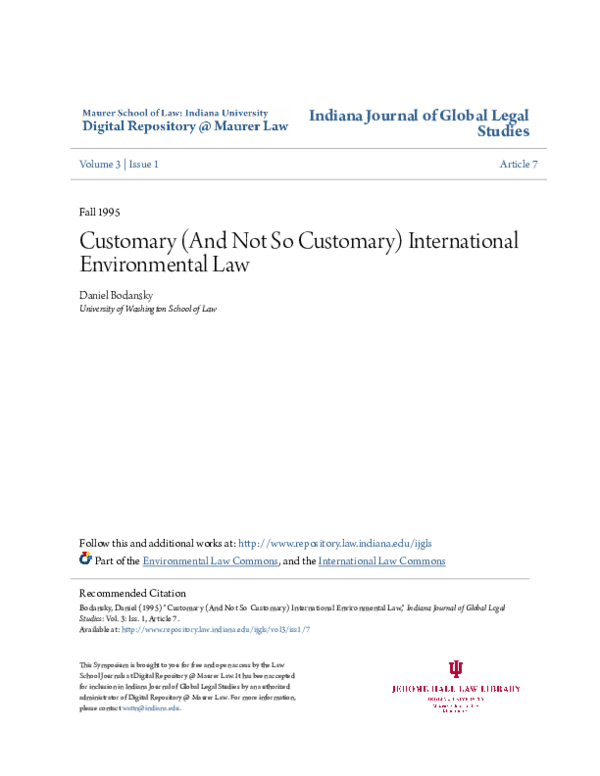 (PDF) Indiana Journal of Global Legal Studies Customary (And Not So ...