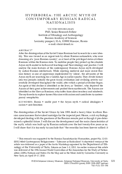 (PDF) Hyperborea: Arctic myth of the contemporary Russian radical ...