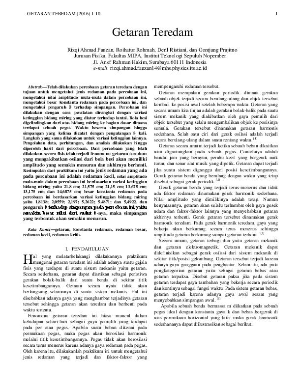 (PDF) Laporan Resmi Getaran Teredam